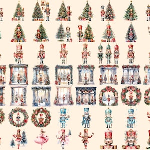 Nutcrackers Watercolor Clipart Bundle - 440+ Transparent PNG, Holiday ...
