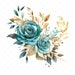 20 High-quality Teal Gold Floral Rose Clipart - Floral Rose Digital ...