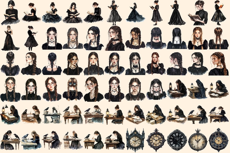 Gothic Academia Watercolor Clipart Bundle – 443+ PNG Images (digital Download) - Etsy
