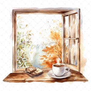 18 High-quality Morning Coffee Windows Clipart Morning Window Digital ...