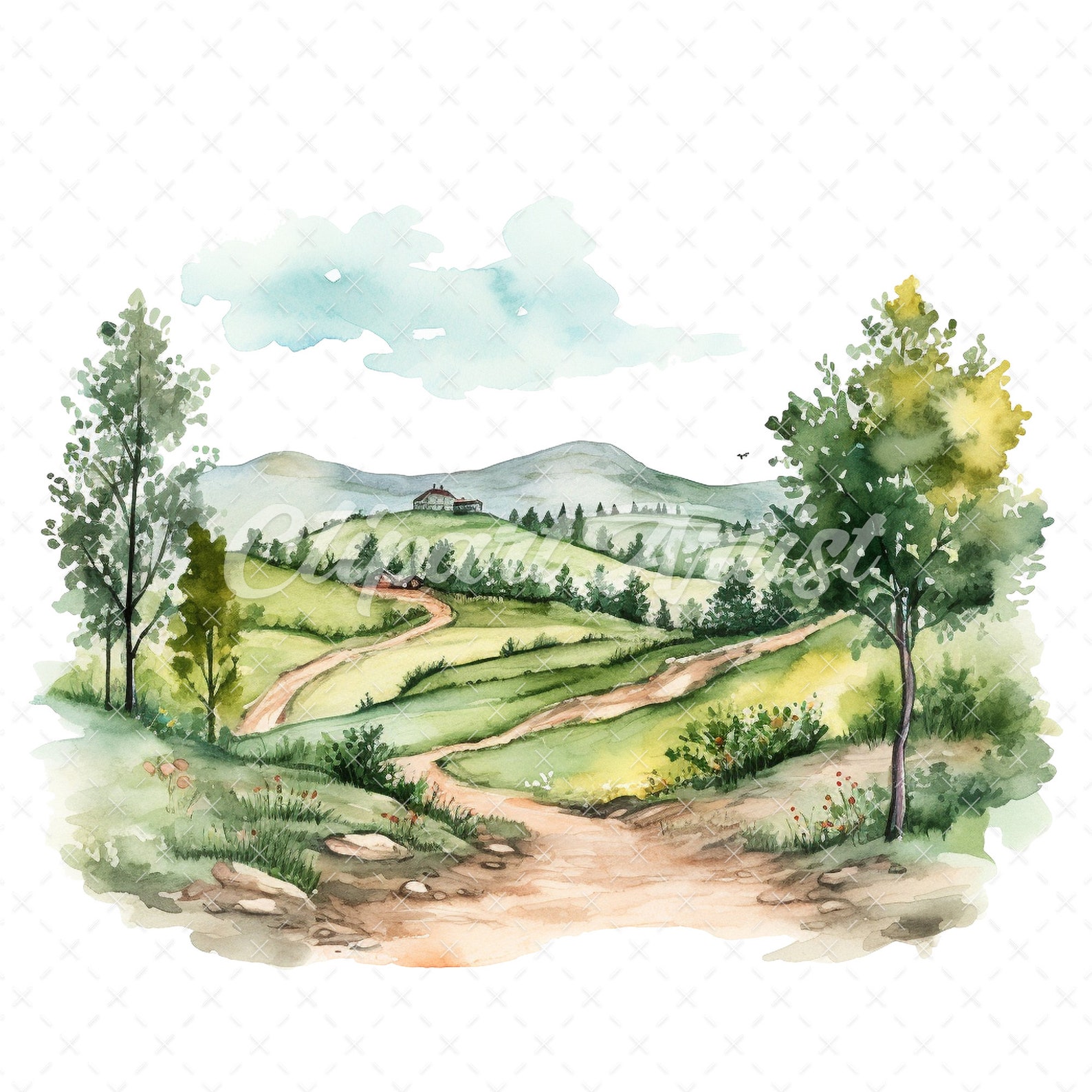 19 High-quality Hill Road Clipart Hill Road Digital Watercolor JPG ...