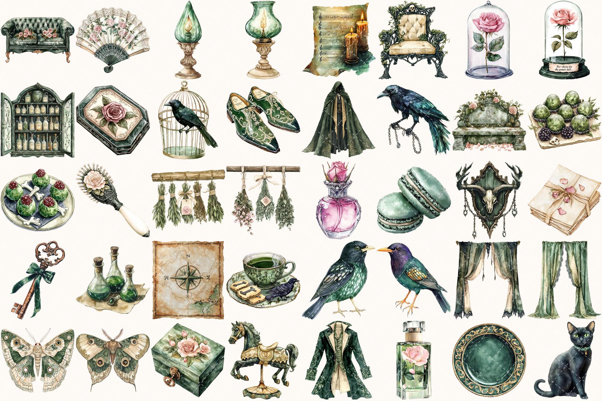 Watercolor Horror Clipart Set – Gothic Haunted Images (digital Download ...
