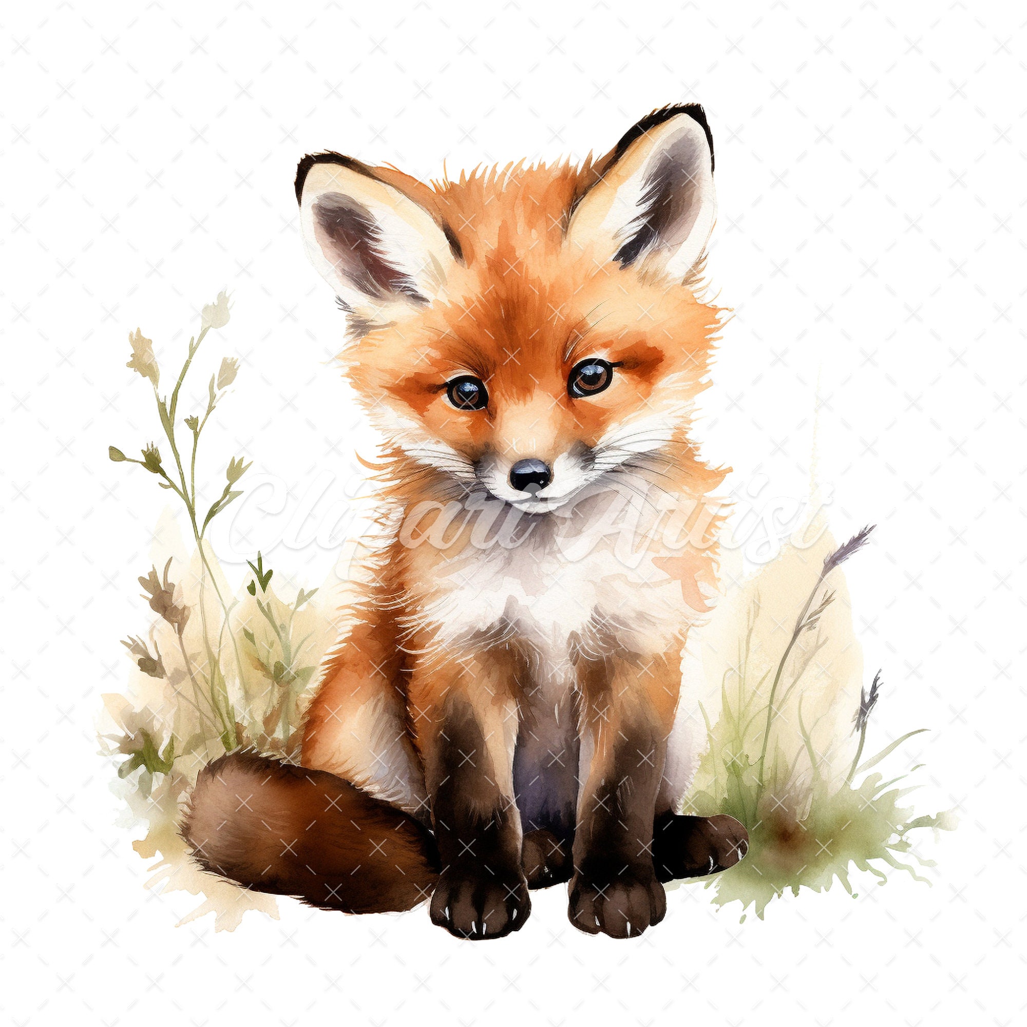 20 High-quality Baby Fox Clipart Baby Fox Digital Watercolor JPG ...