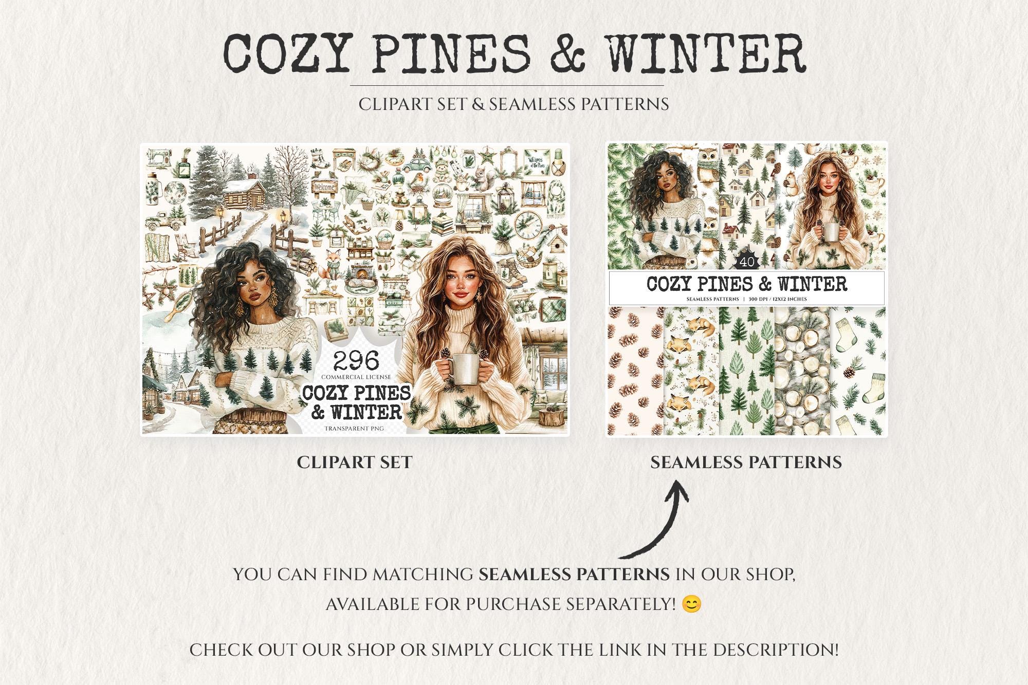 Winter Watercolor Clipart Set – Cozy Christmas Graphics (digital ...