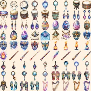 Watercolor Magical Items Clipart – Mystical Graphics, Relic Art ...