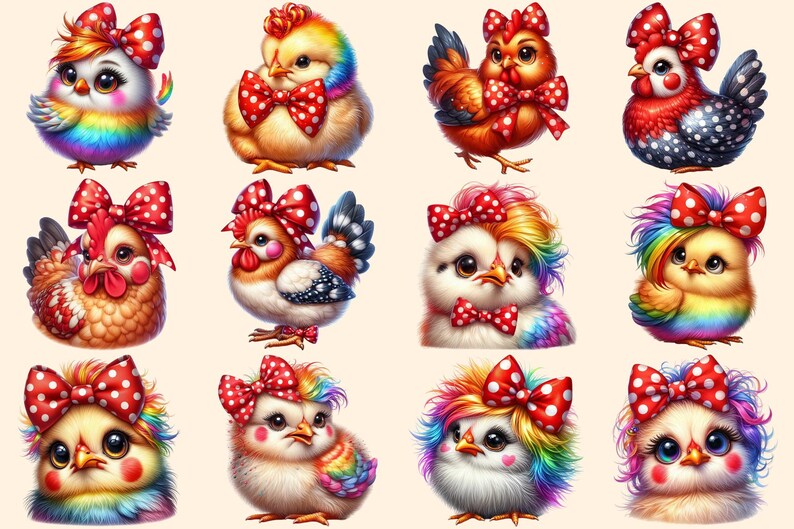 Funny Chicken Clipart – Farm Animal PNG Illustrations (digital Download ...