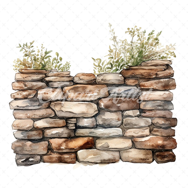 20 High-quality Rustic Stone Wall Clipart Rustic Stone Wall Digital ...