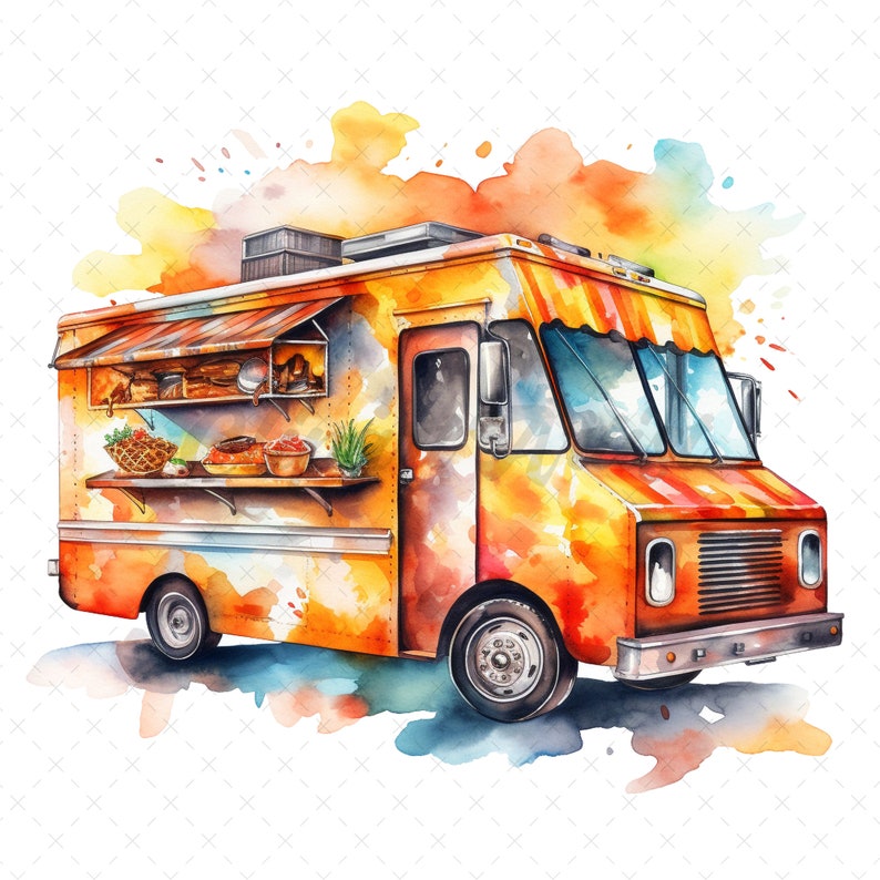 Food Truck Watercolor Clipart – Commercial Use (digital Download) - Etsy
