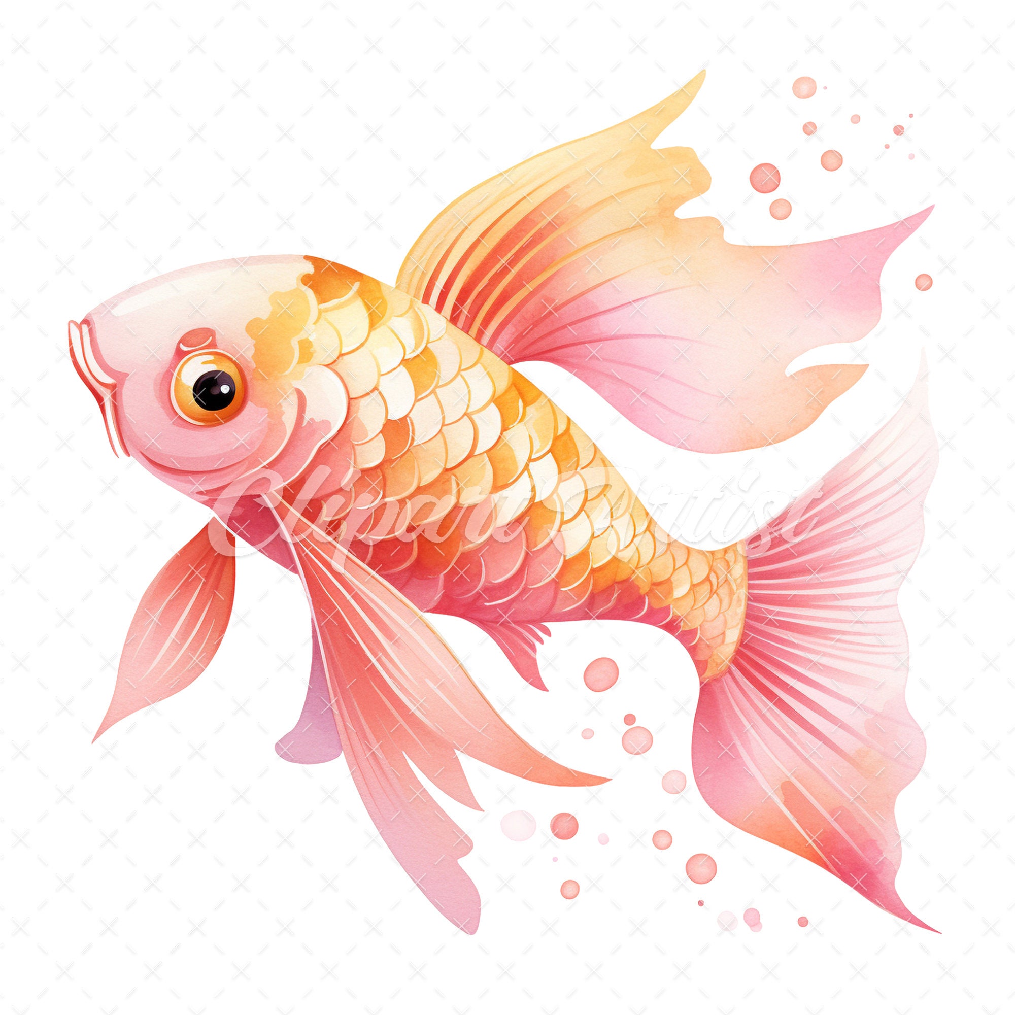 20 High-quality Baby Pink Koi Fish Clipart Koi Fish Digital Watercolor ...