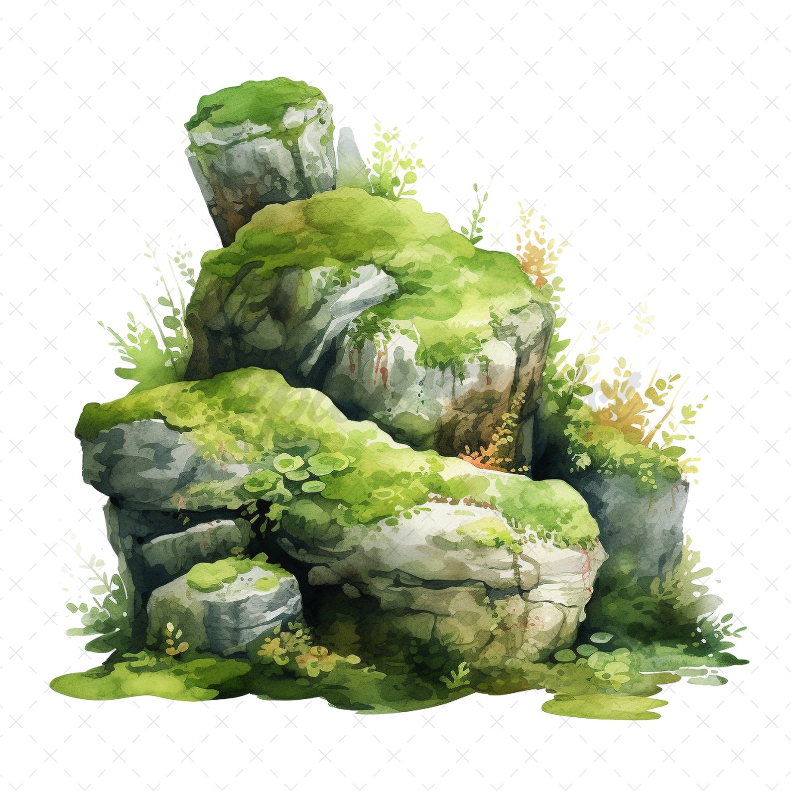 19 High-quality Mossy Rocks Clipart Mossy Rocks Digital Watercolor JPG ...