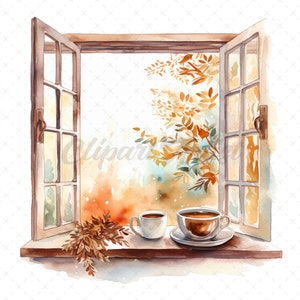 18 High-quality Morning Coffee Windows Clipart Morning Window Digital ...