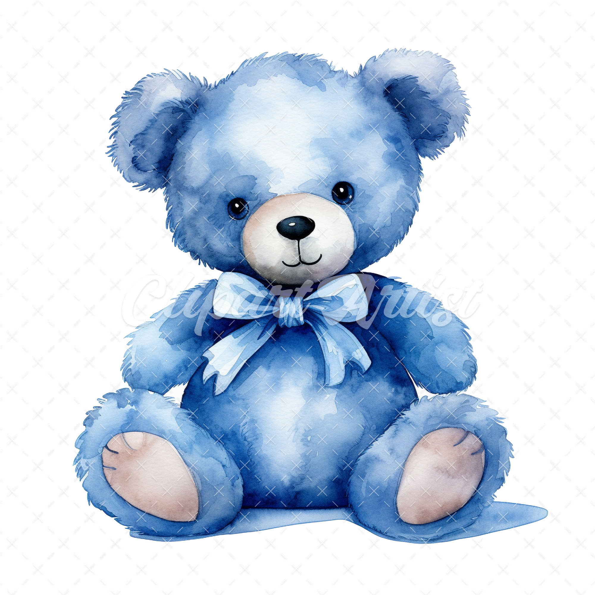 20 High-quality Blue Teddy Bear Clipart Blue Teddy Bear Digital Watercolor JPG Instant Download ...