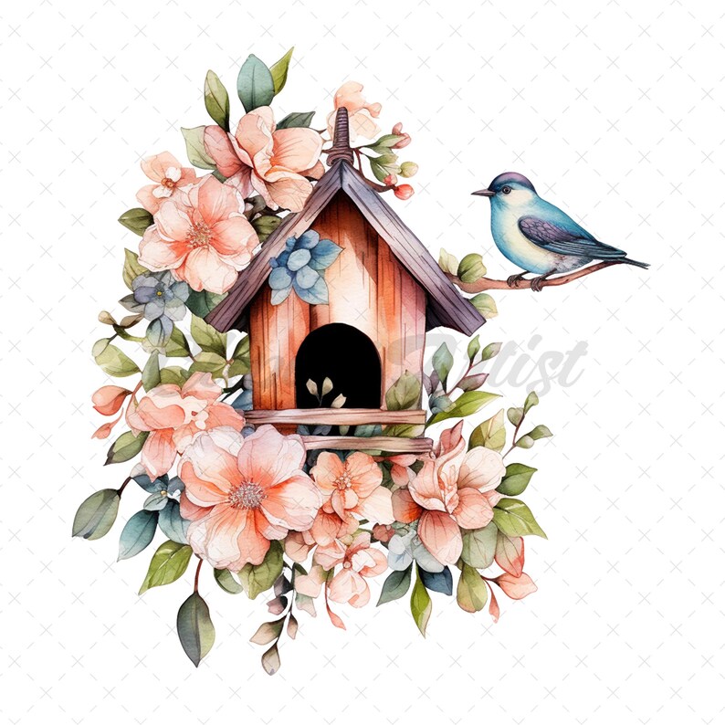 21 High-quality Bird Houses Clipart Bird House Digital Watercolor JPG ...