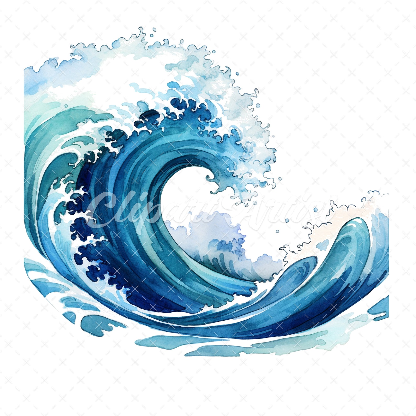 20 High-quality Ocean Waves Clipart Ocean Waves Digital Watercolor JPG ...