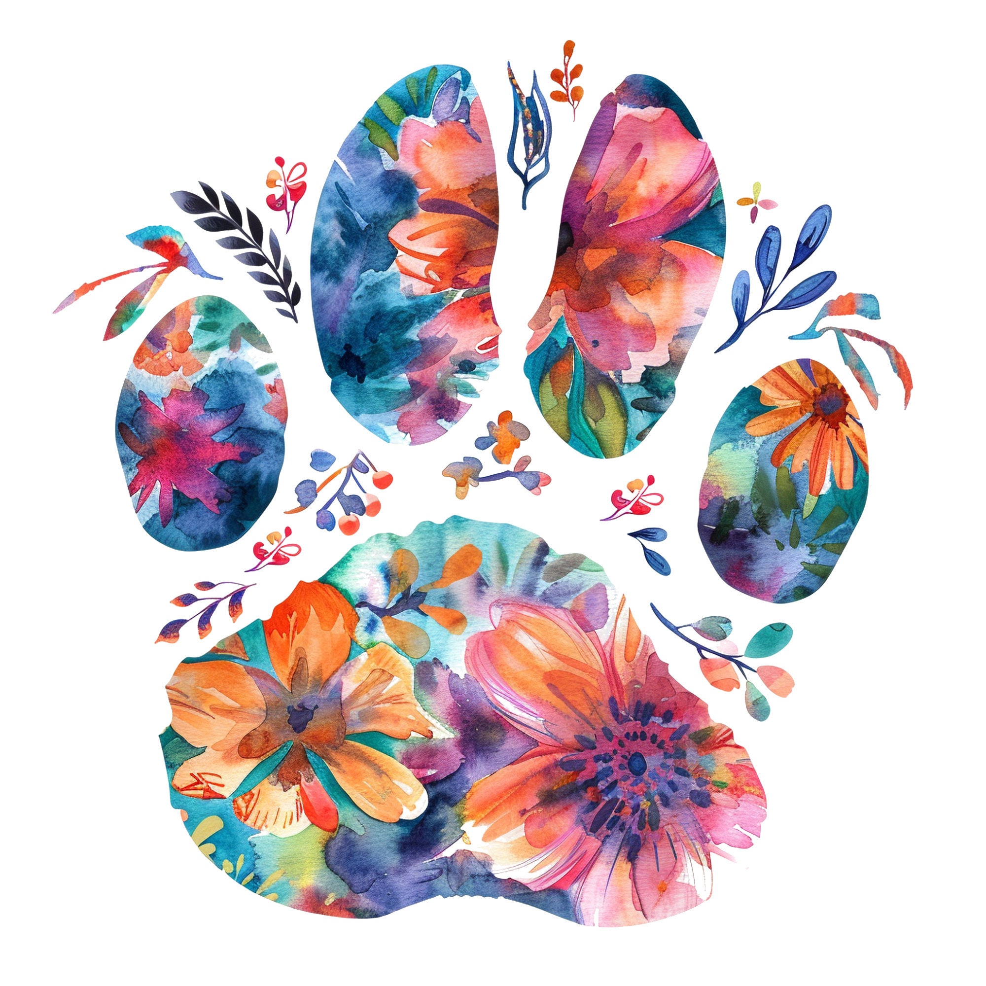 20 High-quality Floral Paw Prints Clipart Floral Paw Prints Digital ...