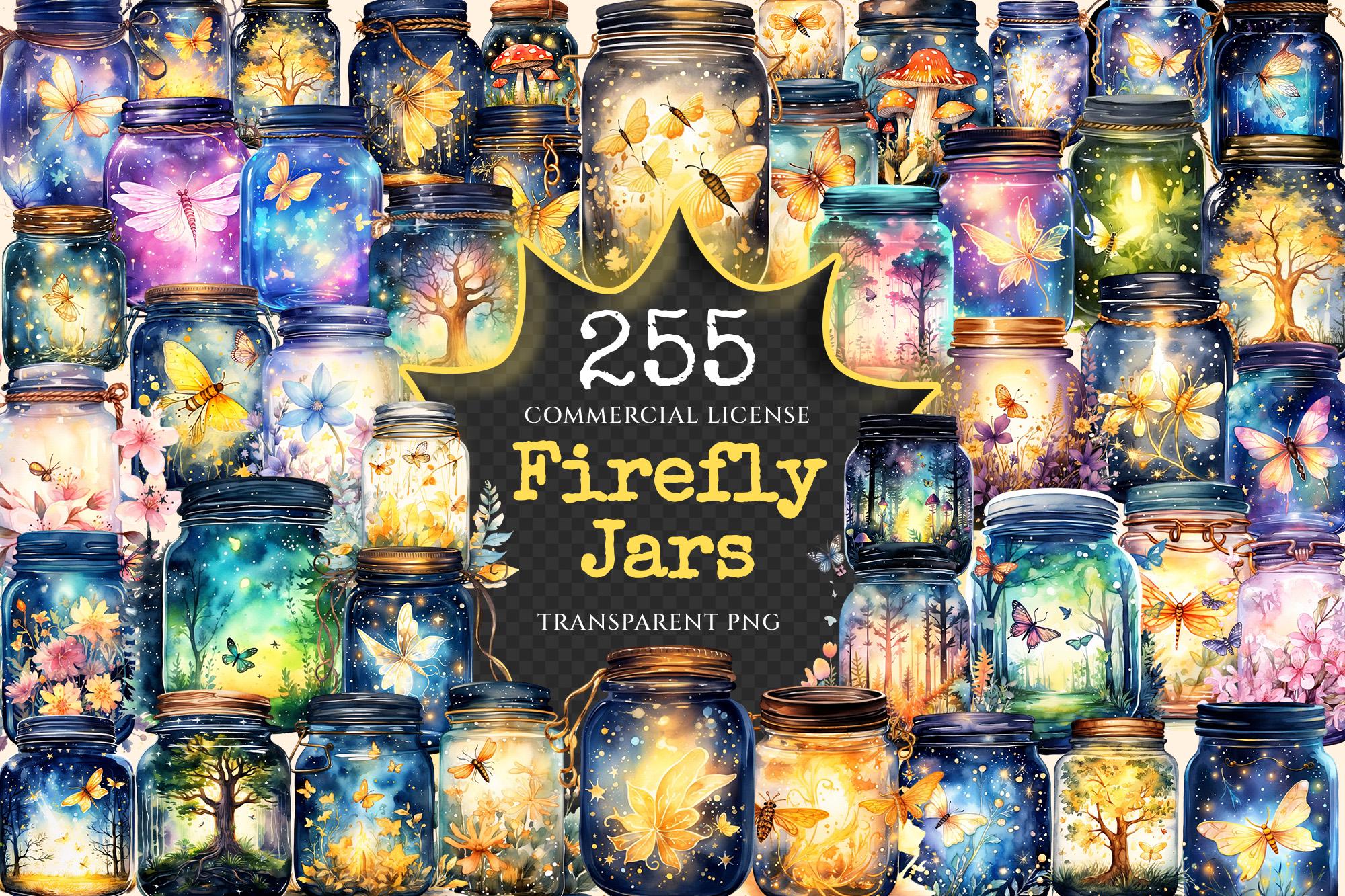 Firefly Jars Watercolor Clipart Bundle – Whimsical PNG Graphics ...
