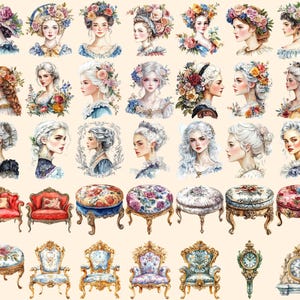 Baroque Era Watercolor Clipart Bundle - 288+ Transparent PNG, Elegant ...