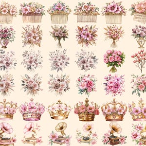 Pink Antiques Watercolor Clipart Bundle – Vintage Graphics (digital ...