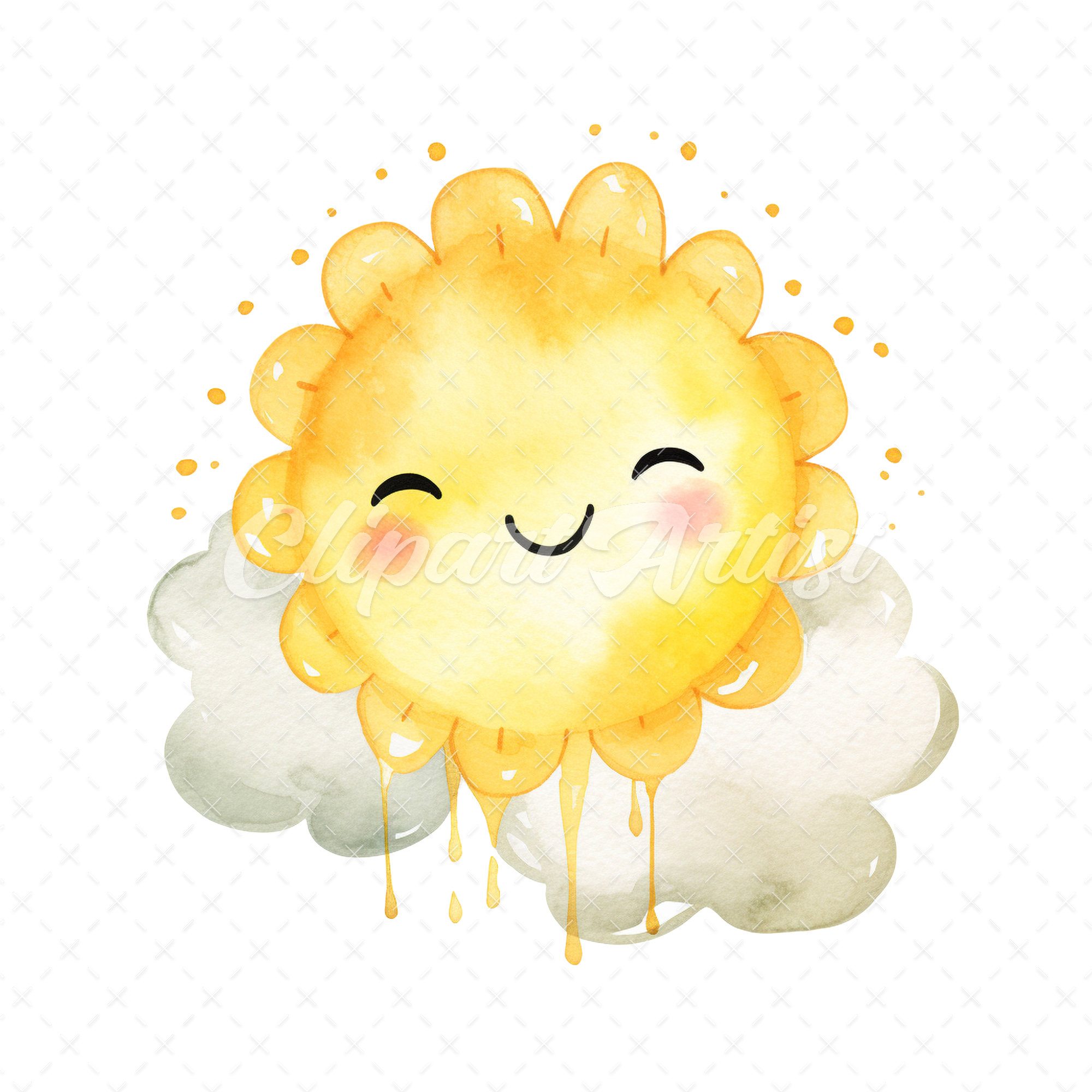 18 High-quality Cute Sun and Cloud Clipart Cute Sun Cloud Digital ...