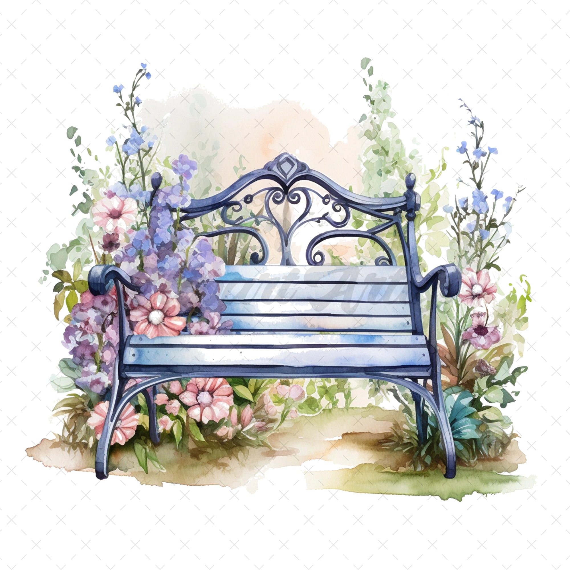 19 High-quality Garden Benches Clipart Garden Royal Benches Digital ...