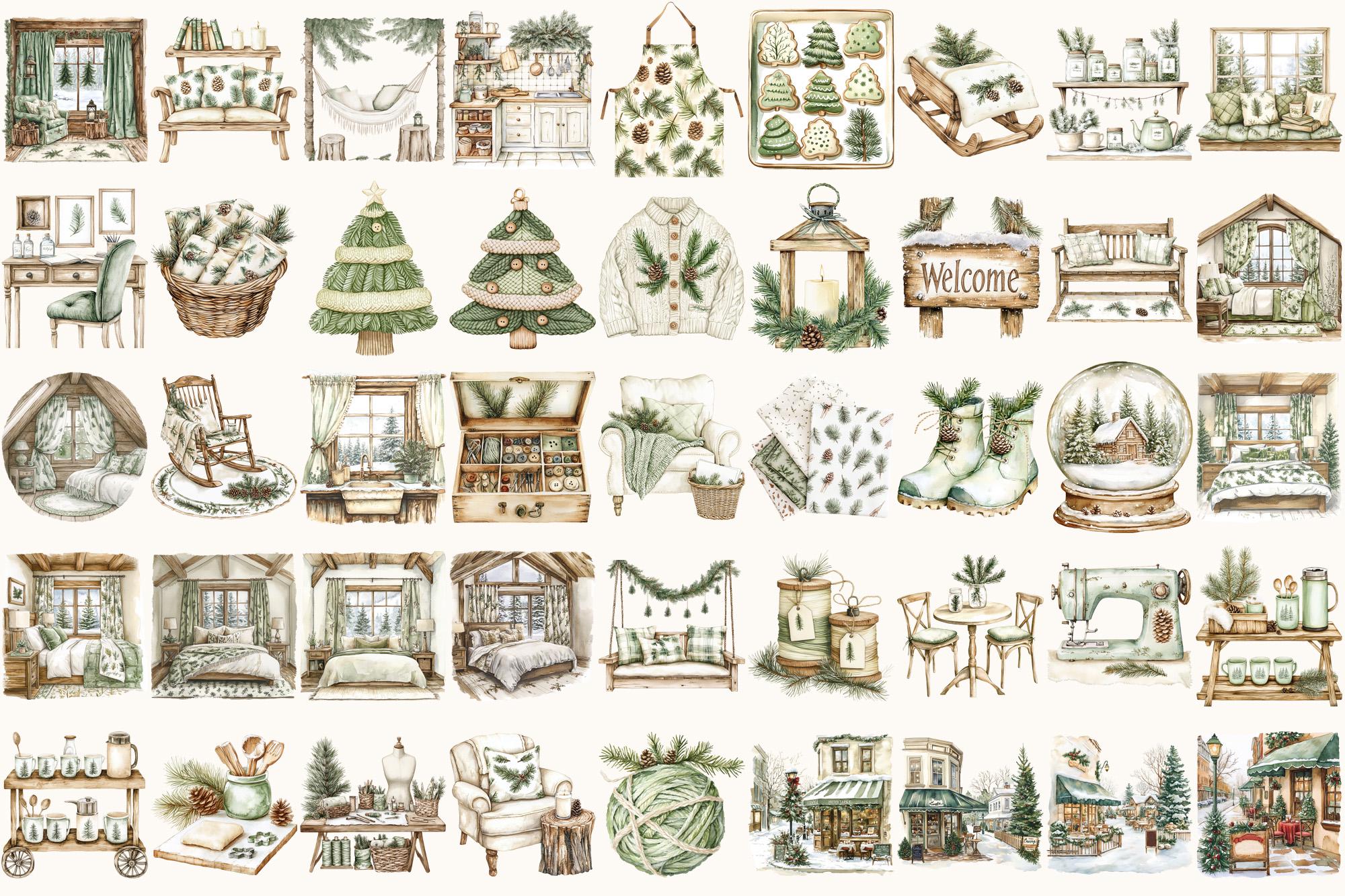 Winter Watercolor Clipart Set – Cozy Christmas Graphics (digital ...