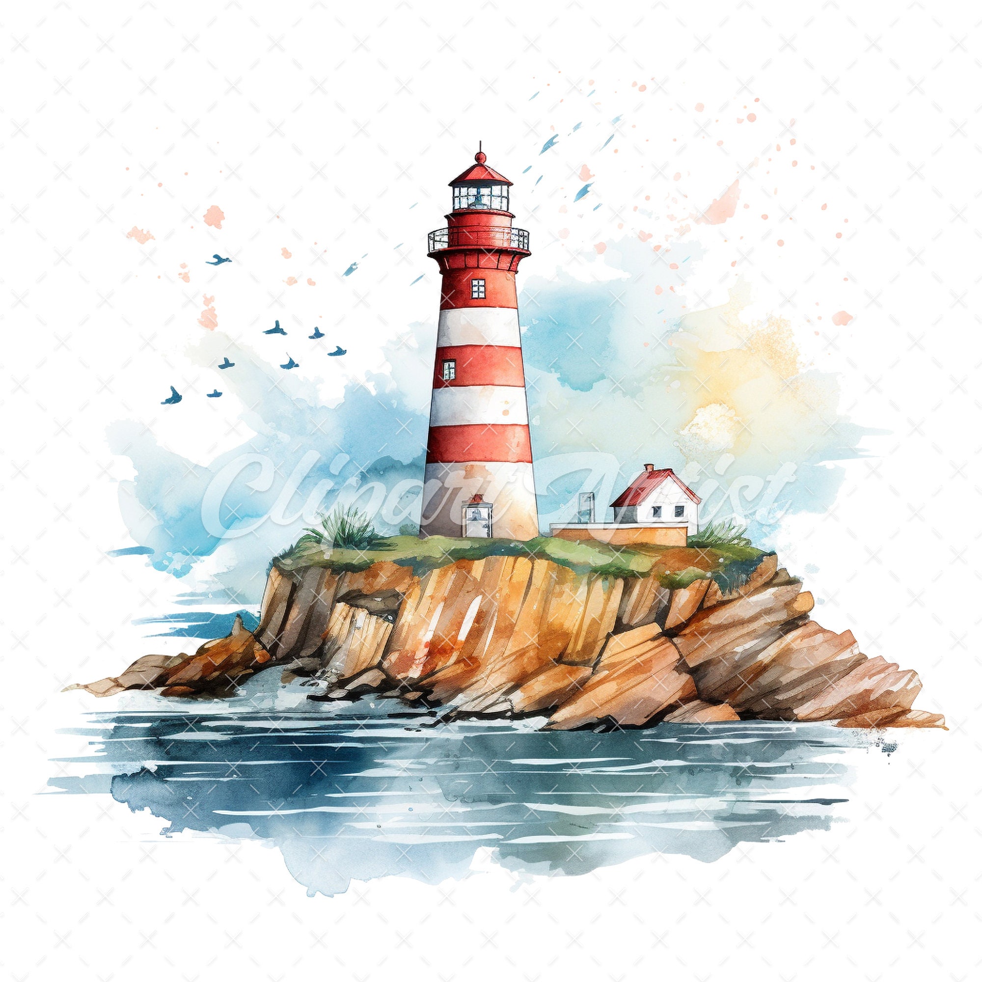 20 High-quality Lighthouses Clipart Lighthouses Digital Watercolor JPG ...