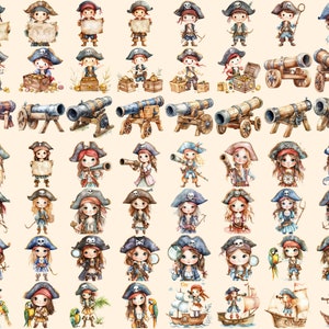 Pirate Adventure Watercolor Clipart Bundle - 462+ Transparent PNG ...