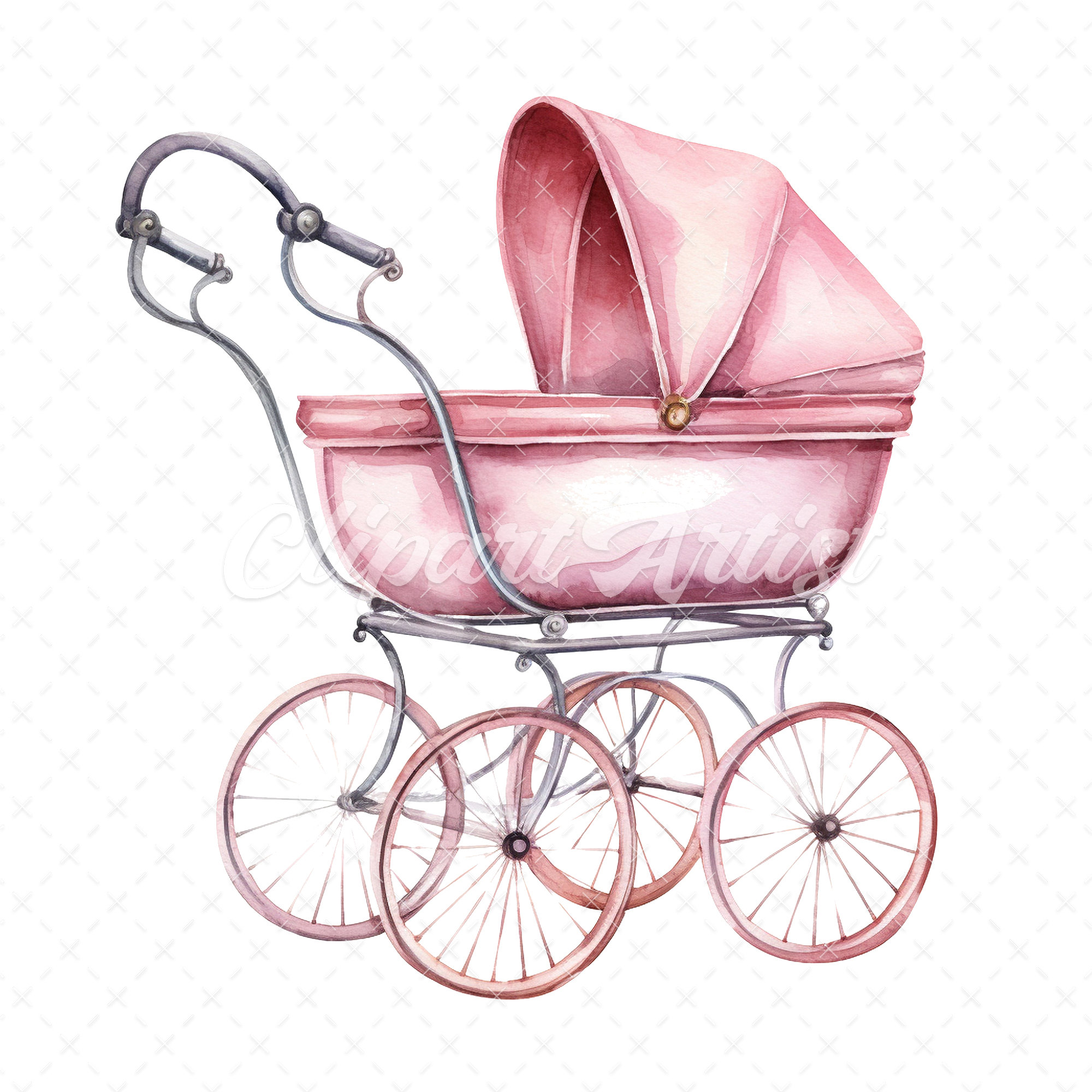 20 High-quality Pink Pram Clipart Pink Pram Digital Watercolor JPG ...
