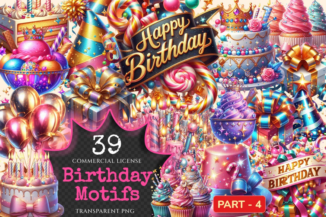 Birthday Clipart Collection – 39 PNG Graphics (digital Download) - Etsy