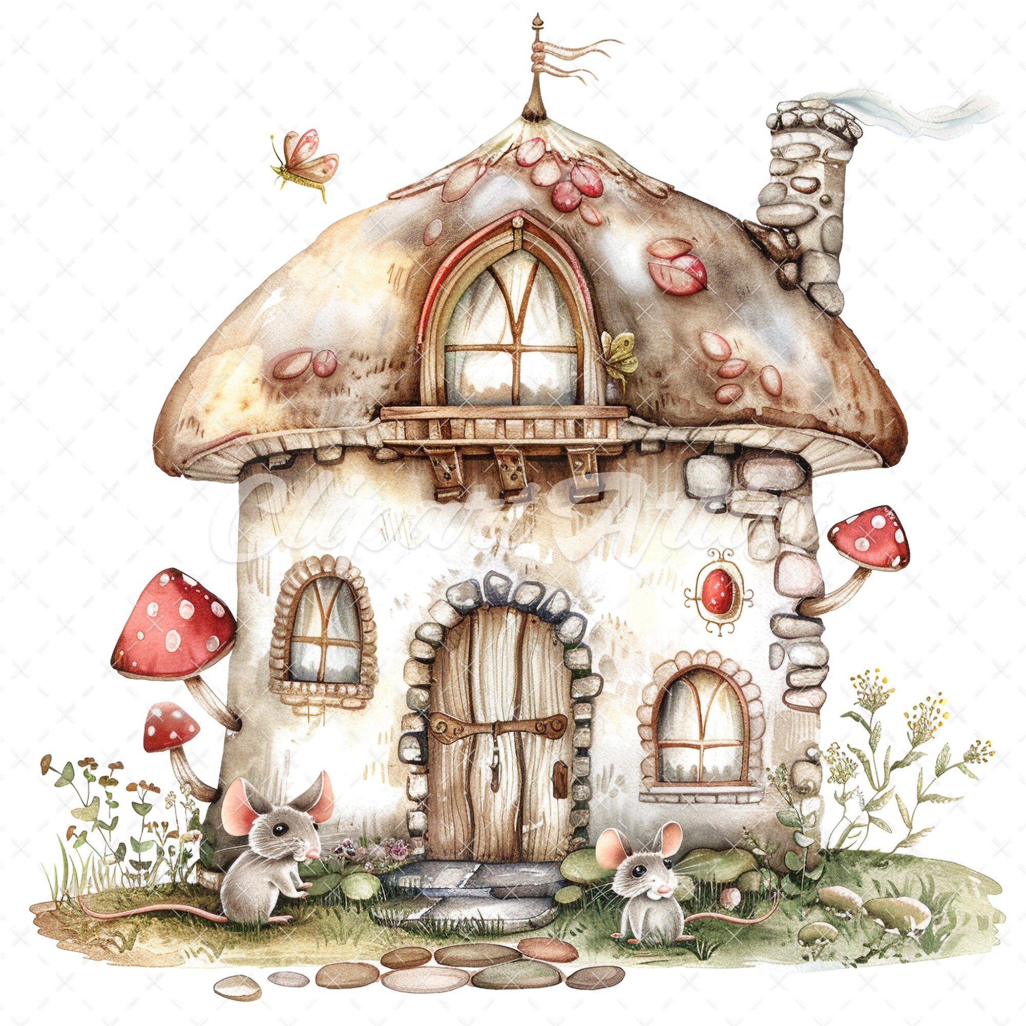 20 High-quality Mouse House Clipart Mouse House Digital Watercolor JPG ...