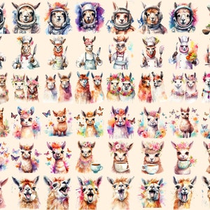 Watercolor Llamas Clipart Bundle – 400+ PNG Images (digital Download ...