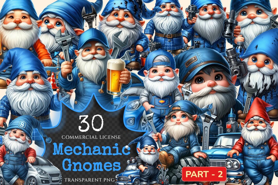 Mechanic Gnomes PNG Clipart – Car Repair Graphics (digital Download) - Etsy
