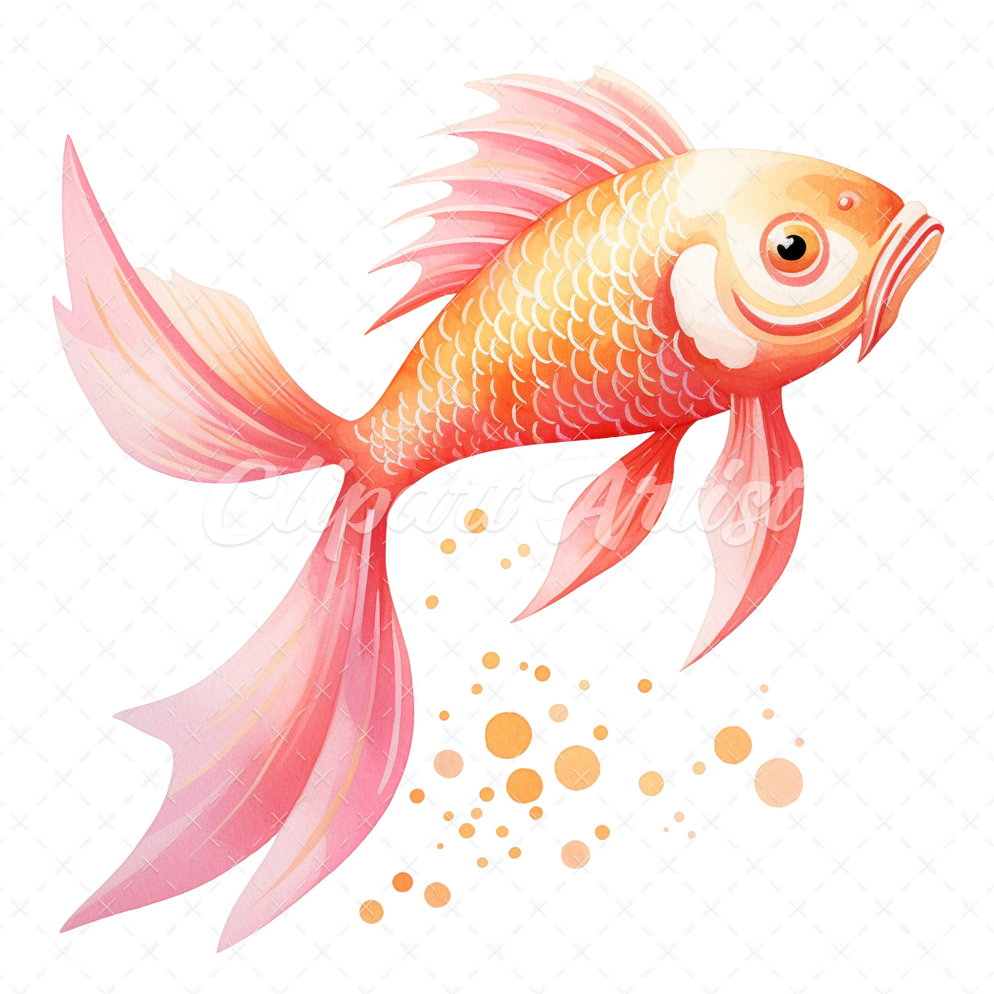 20 High-quality Baby Pink Koi Fish Clipart Koi Fish Digital Watercolor ...