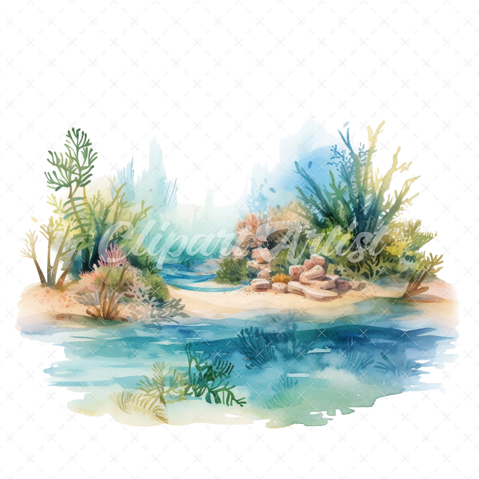 Underwater Watercolor Clipart – Ocean JPG Graphics (digital Download ...