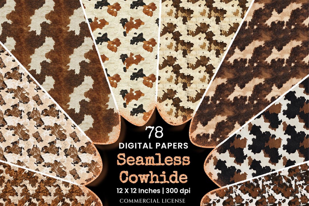 Cowhide Digital Paper – 78 Seamless Rustic Western Patterns (digital ...