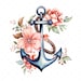 20 High-quality Floral Anchor Clipart Floral Anchor Digital Watercolor ...