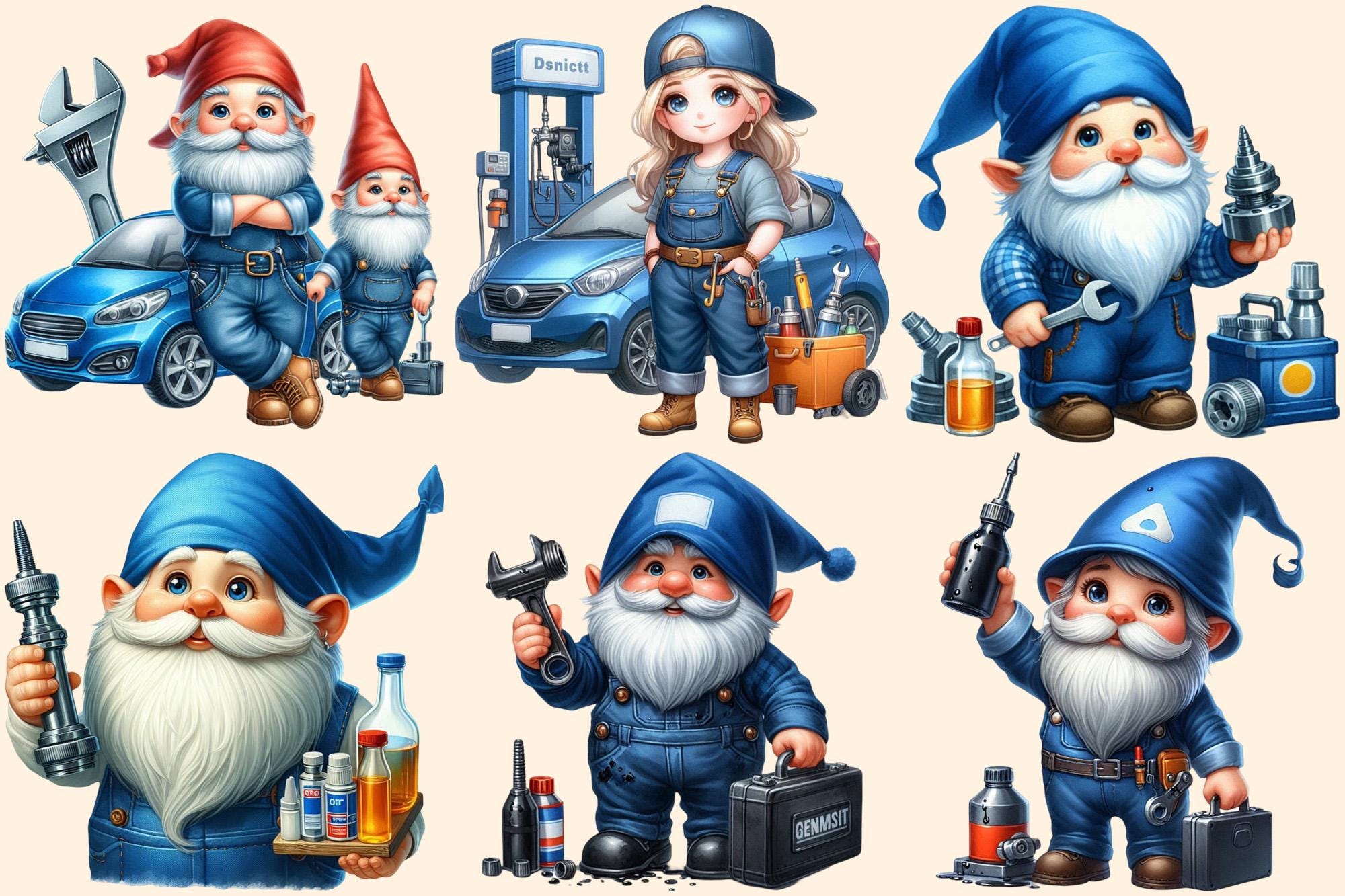 Mechanic Gnomes PNG Clipart: Car Repair Graphics (digital Download) - Etsy