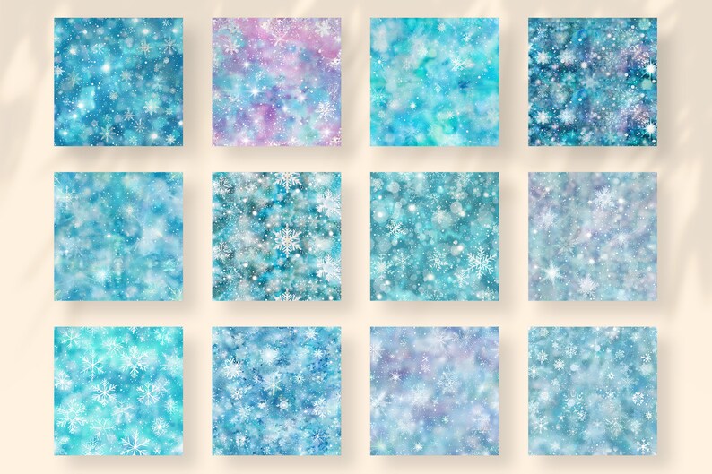 Frozen Winter Snowflake Digital Paper – Glittery Seamless Patterns ...