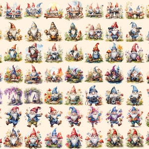 Gnomes Watercolor Clipart Bundle - 520+ Transparent PNG, Enchanted ...