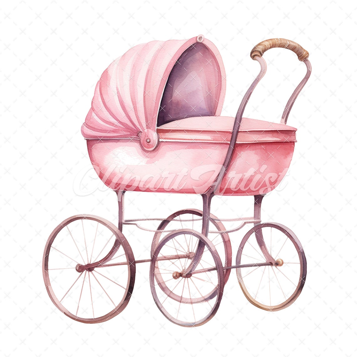 20 High-quality Pink Pram Clipart Pink Pram Digital Watercolor JPG ...