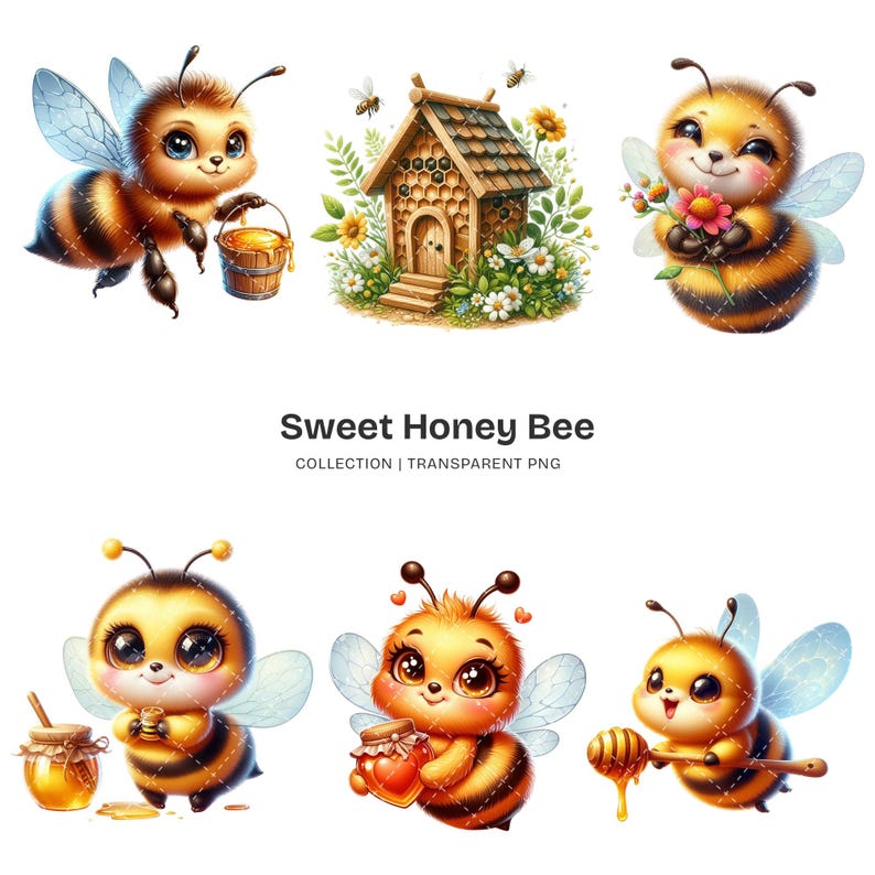 Sweet Honey Bee PNG Clipart Collection – 59 Graphics (digital Download ...