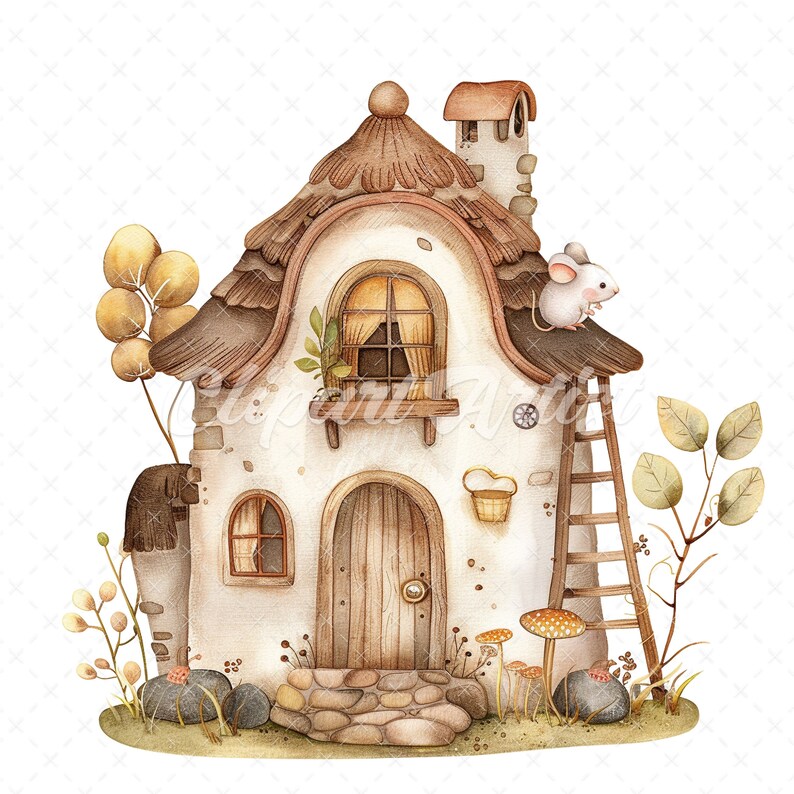 20 High-quality Mouse House Clipart Mouse House Digital Watercolor JPG ...