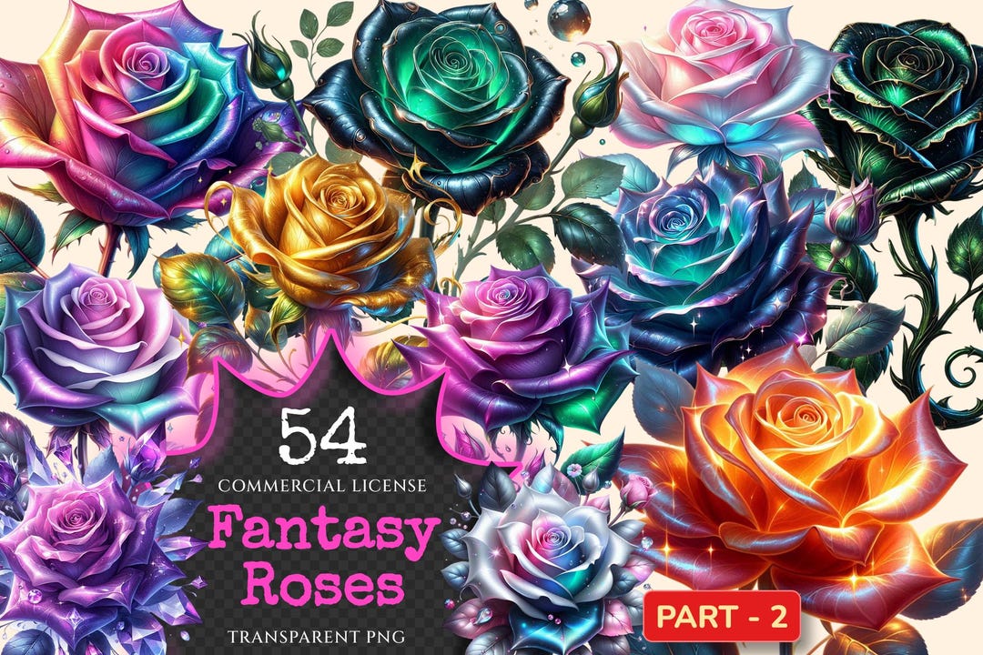 Magical Roses PNG Clipart – Fantasy Floral Art (digital Download) - Etsy