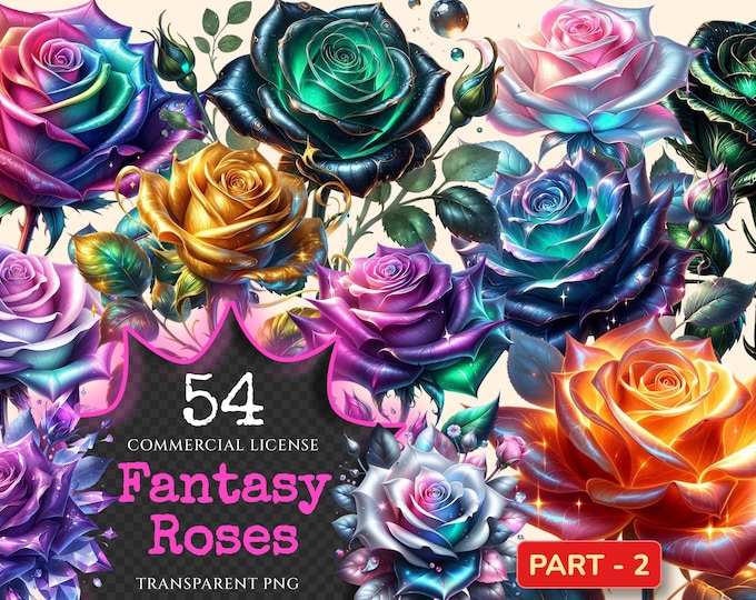 Enchanted Rose Clipart Pack - Transparent Background - Enchanted Roses ...