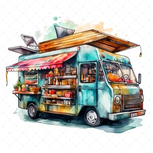 Food Truck Watercolor Clipart – Commercial Use (digital Download) - Etsy