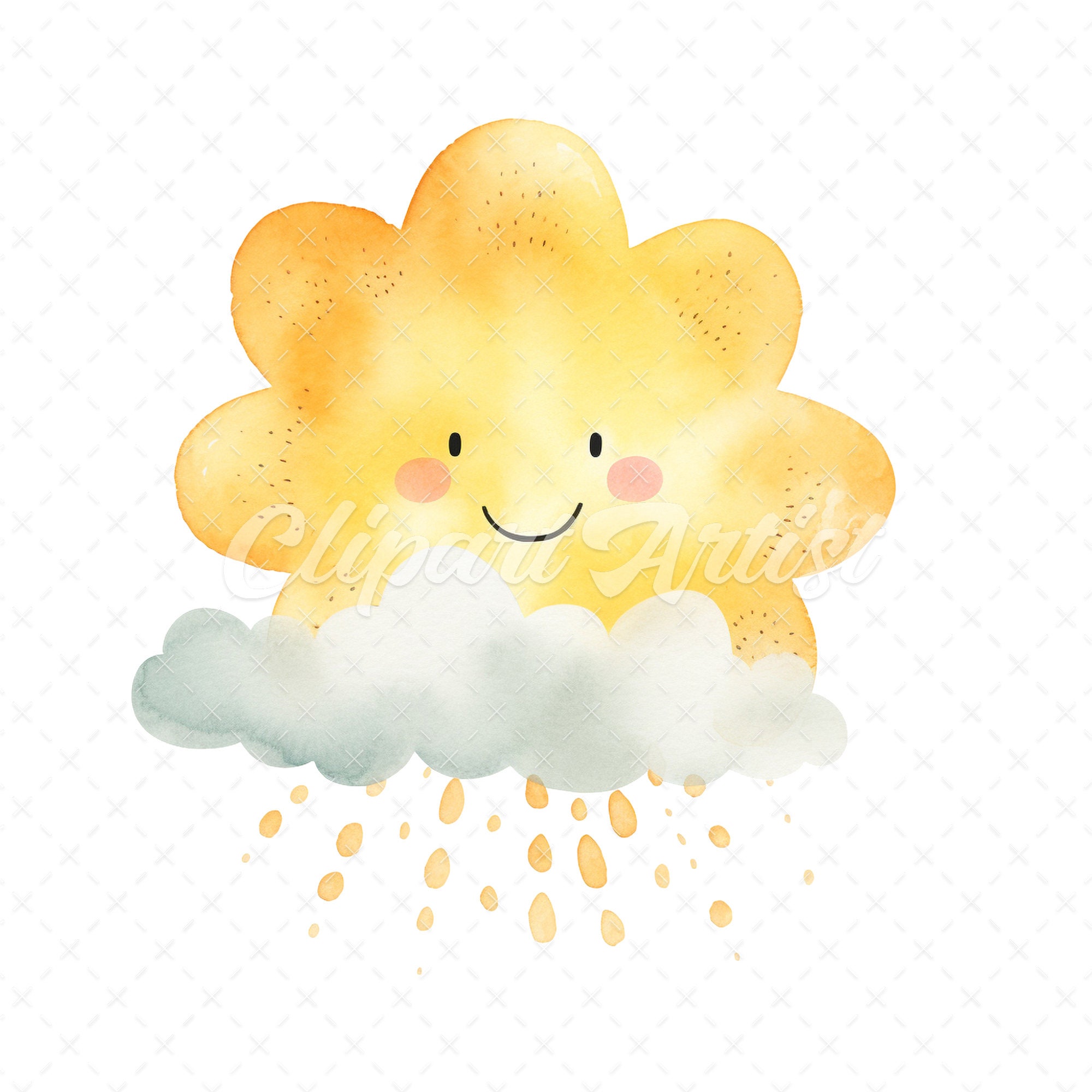 18 High-quality Cute Sun and Cloud Clipart Cute Sun Cloud Digital ...