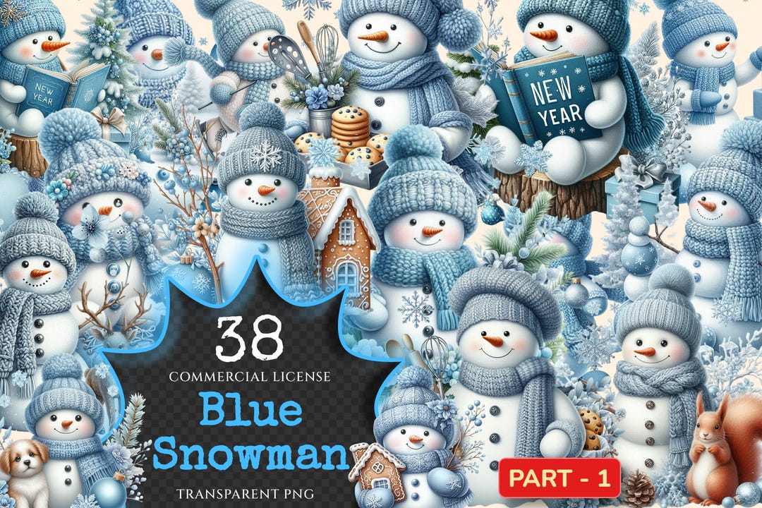 Blue Snowman PNG Clipart Collection - 38 PNG, Winter Snowman Graphics ...