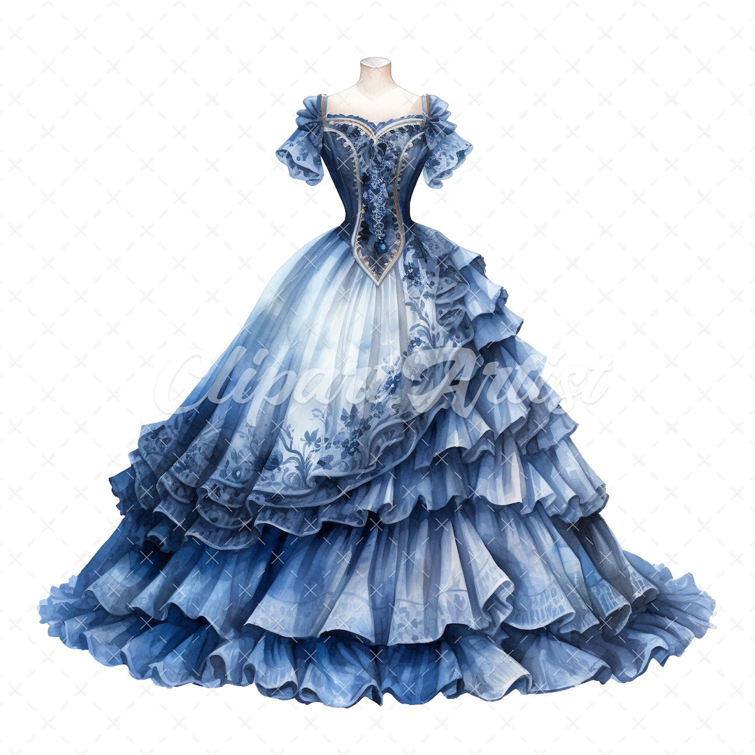 20 High-quality Blue Victorian Dress Clipart - Victorian Dress Digital ...