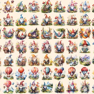 Gnomes Watercolor Clipart Bundle - 520+ Transparent PNG, Enchanted ...