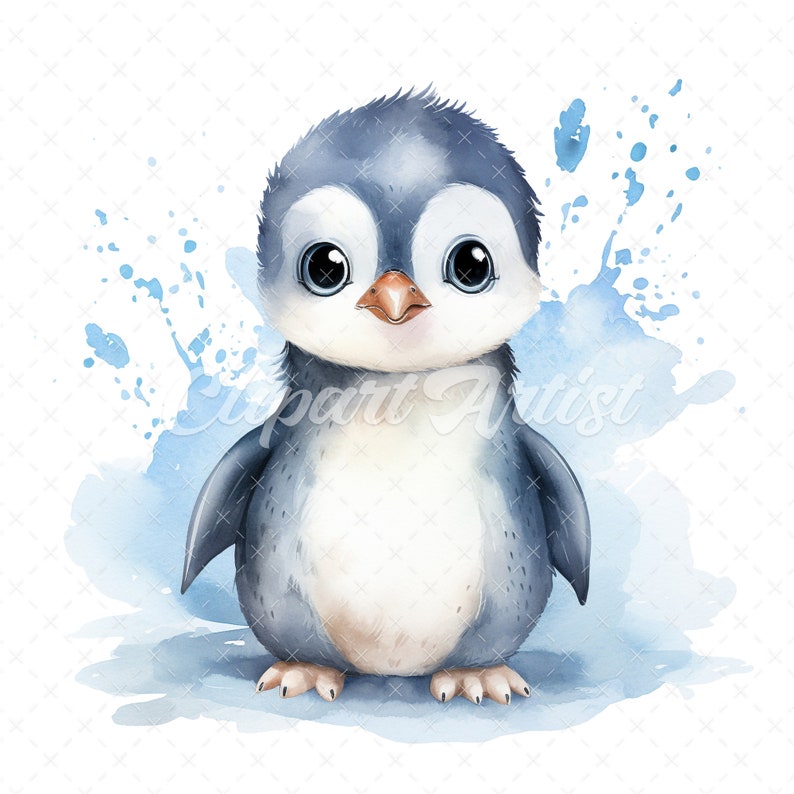 20 High-quality Baby Penguin Clipart Baby Penguin Digital Watercolor ...